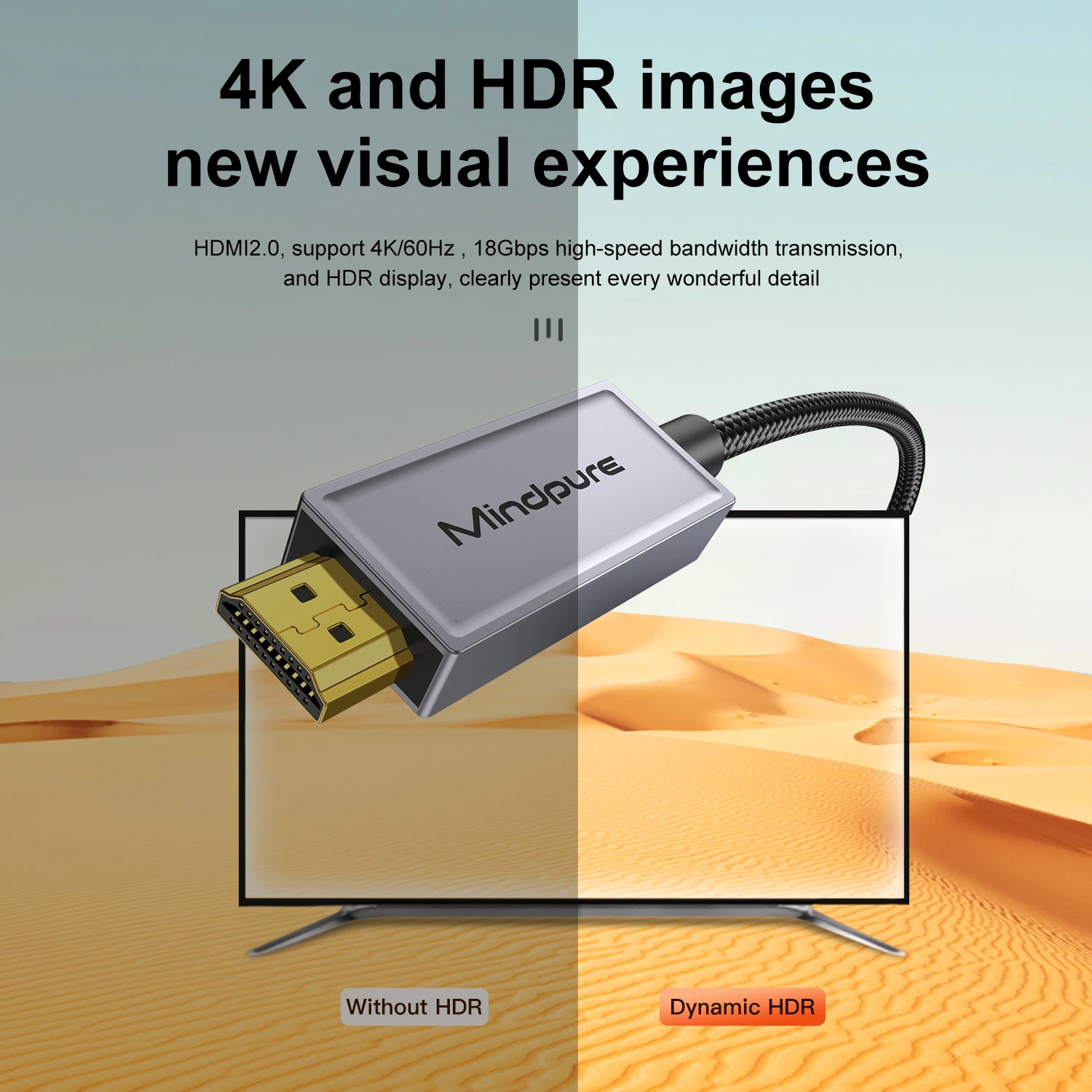 Mindpure Premium Type C to HDMI Cable - 4K 60hz 1.8m