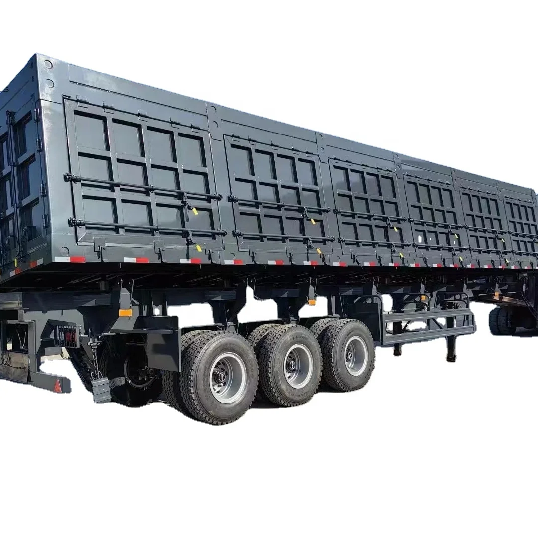3 Axle Side Dump Truck Semi Trailer With 5 Hydraulic Cylinder Side ...