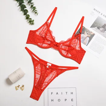 Women Sexy Lace Underwear See Through Erotic Brief Sets Push Up Bra ...