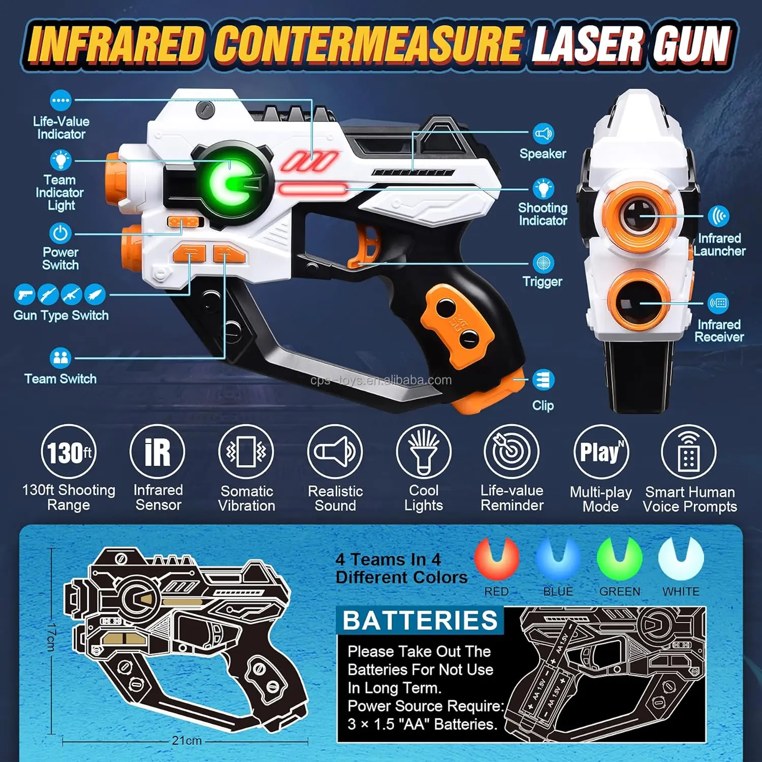 2 Lazer Toy Gun - Digital LED Score Display Laser Tag Game