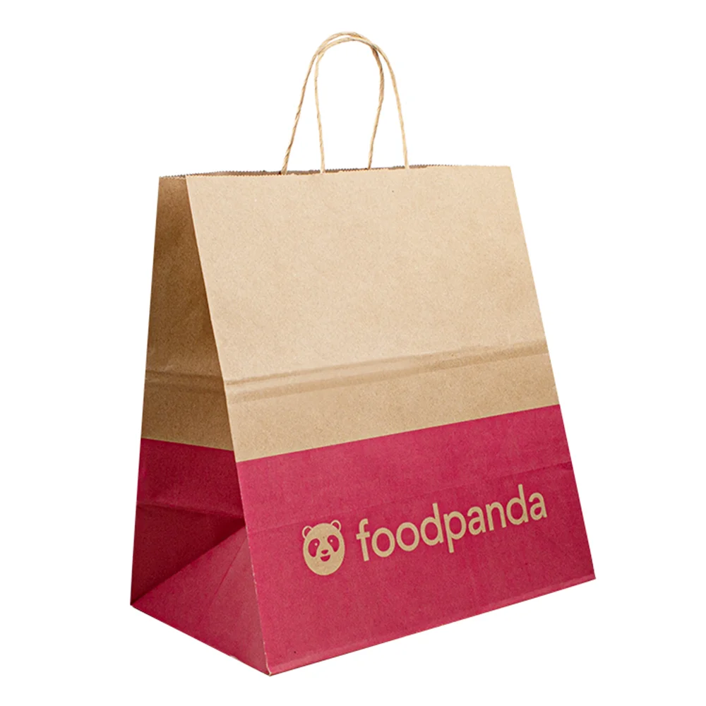 Factory Price Kraft Paper Restaurant Take Out Bag With Handles For Food ...