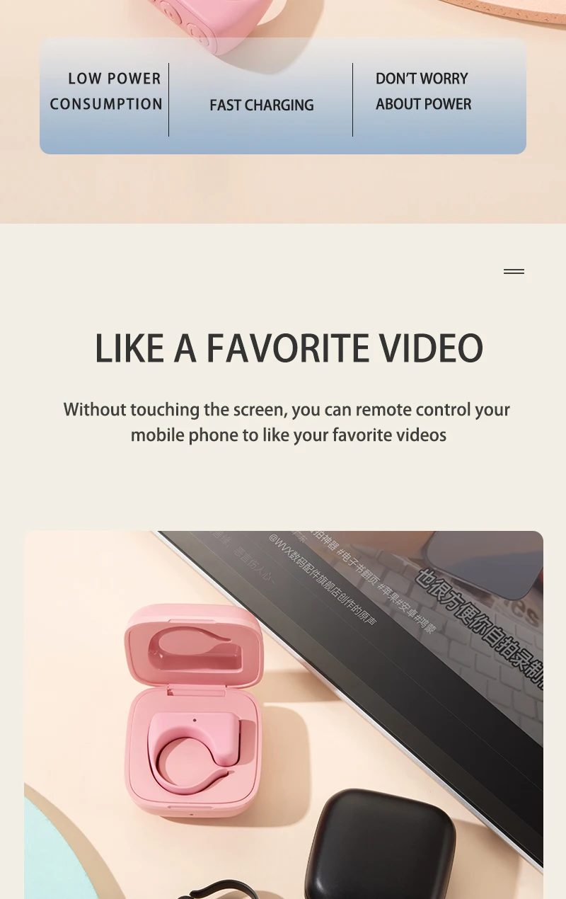 Ring Remote Control - Fingertip Tiktok Video Controller