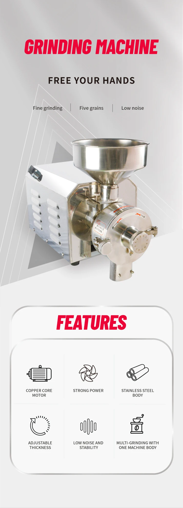 Large Capacity Industrial Grinder - 20kg to 40kg/h