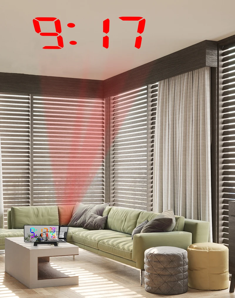 Luxury Design Rgb Light Larger Display Laser Projection Fm Radio Clocks ...