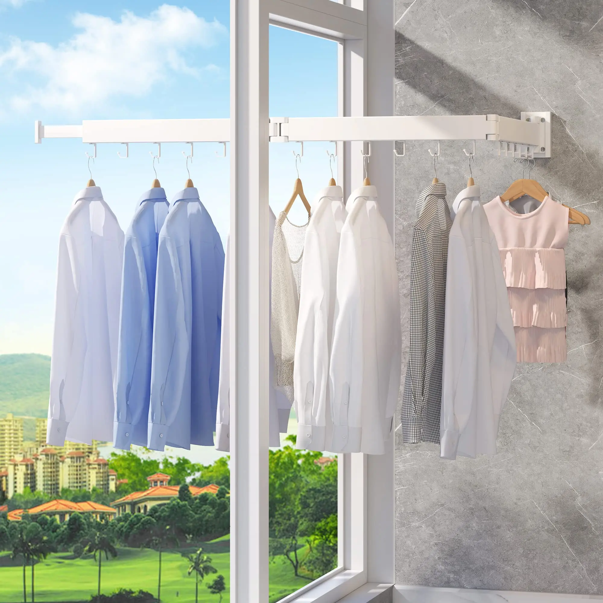 Space-saving Clothes Drying Rack - Wall Mount & Retractable