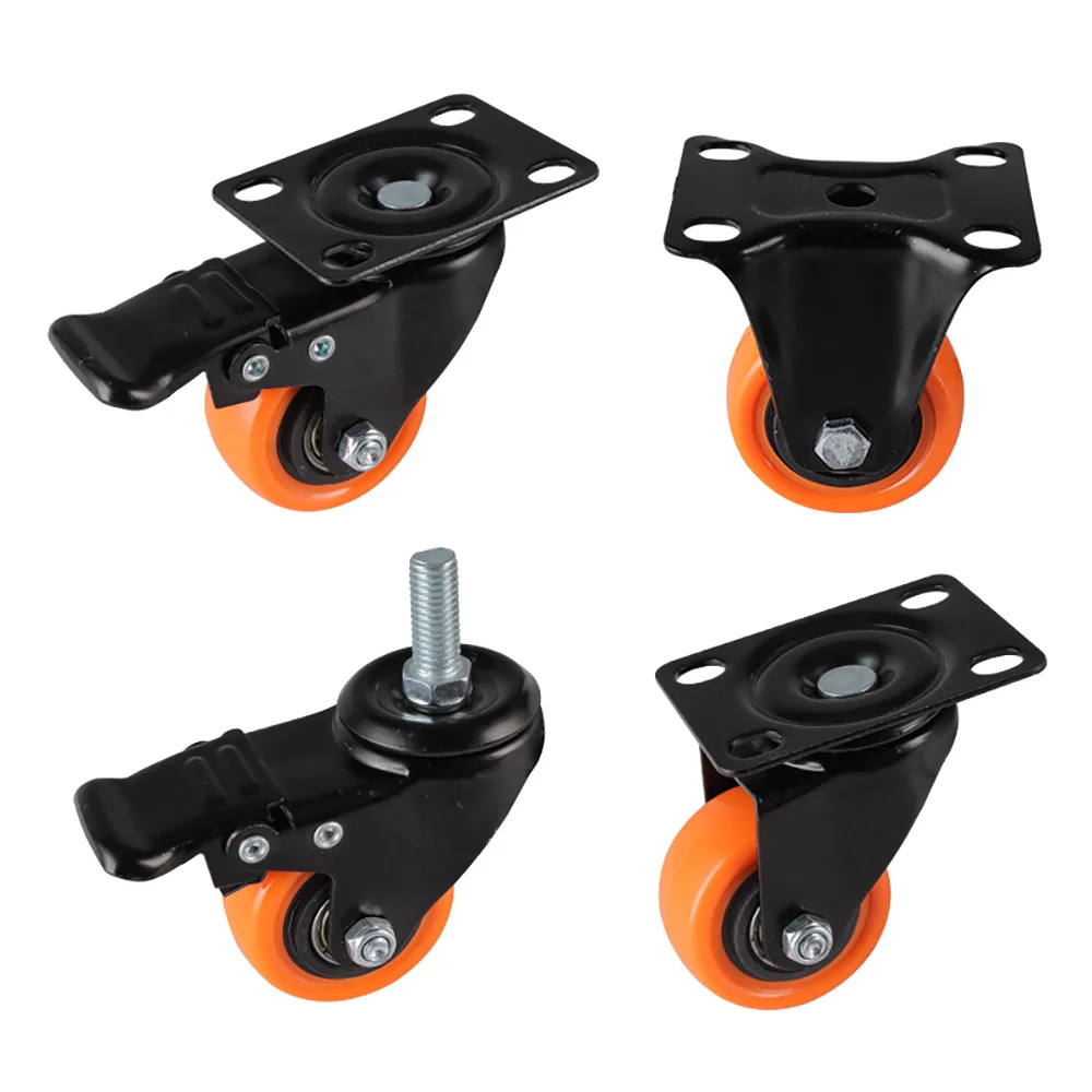 2 Inch Pvc Orange Wheel Casters Swivel Top Plate Threaded Stem Castor ...