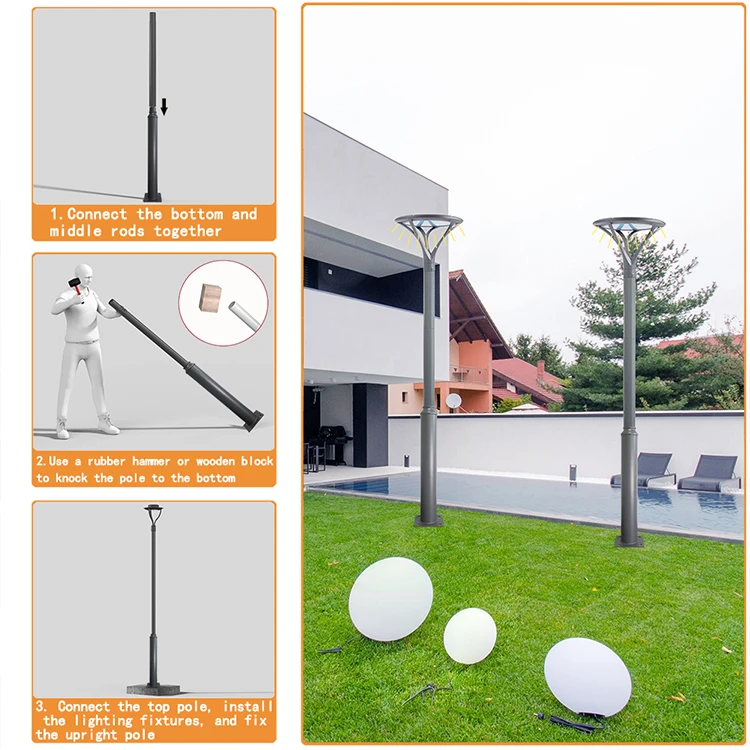 Street Light Poles Combination Lamp Post 3-6m Outdoor Solar Light Pole ...