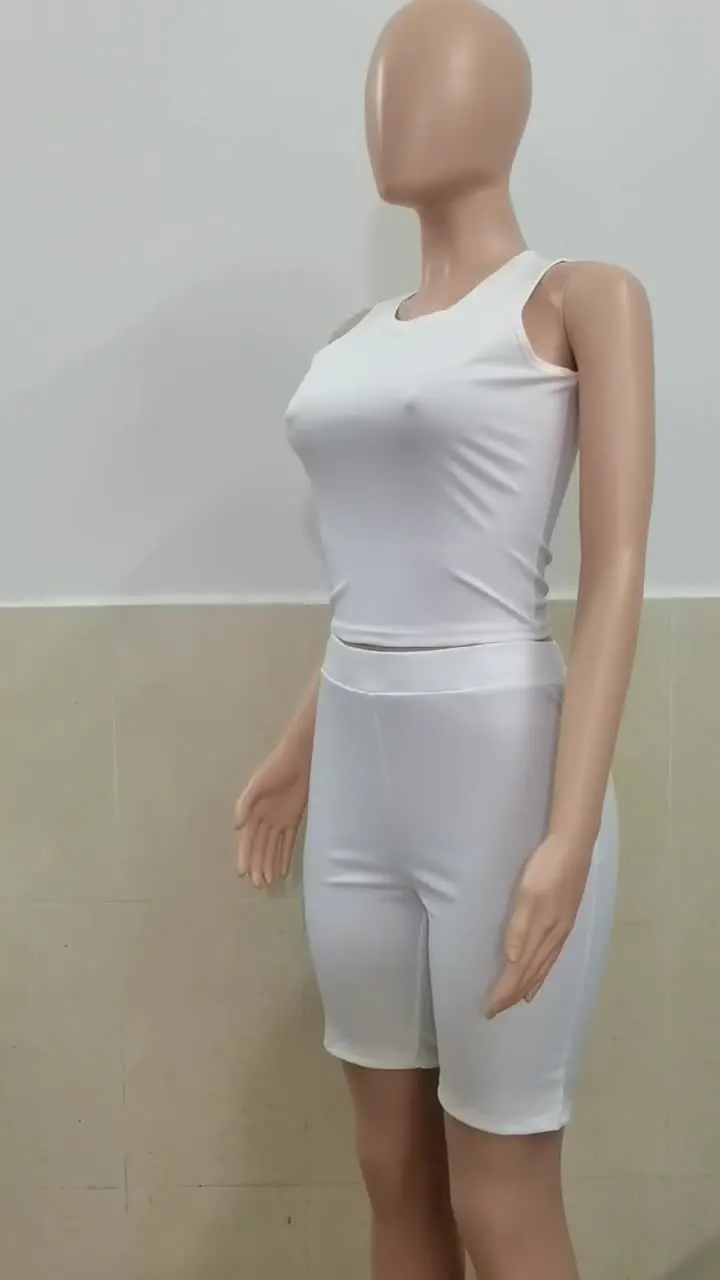 Conyson Summer Custom Sleeveless Crop Tank Top Set for Women