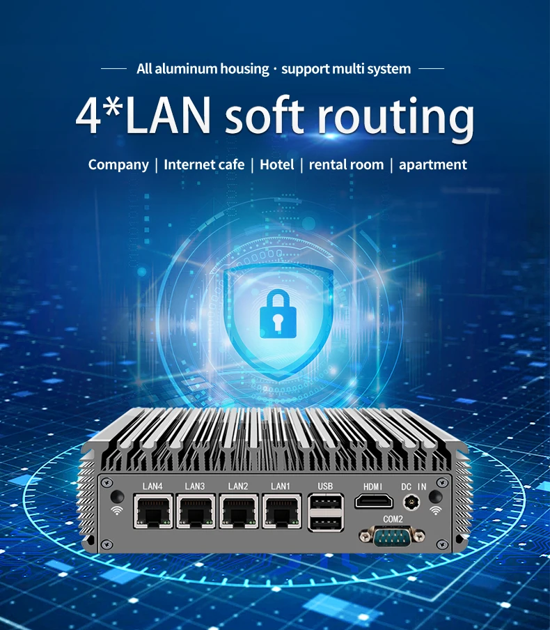 Firewall Appliance Celeron J4125 Quad Core Soft Router Fanless Mini Pc 4x2.5g Lan Pfsense ...