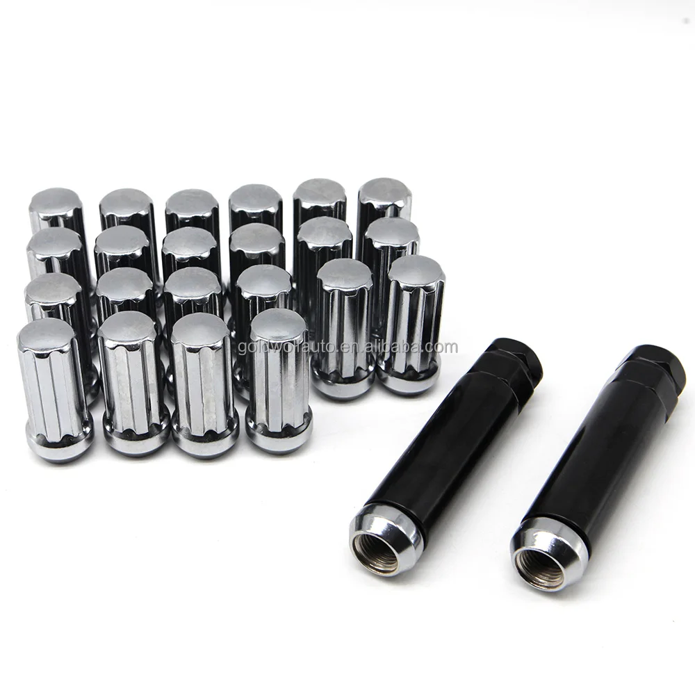 7 Spline Alloy Wheel Nut Chrome 14x1.5 Lug Nut With Socket Adapter ...
