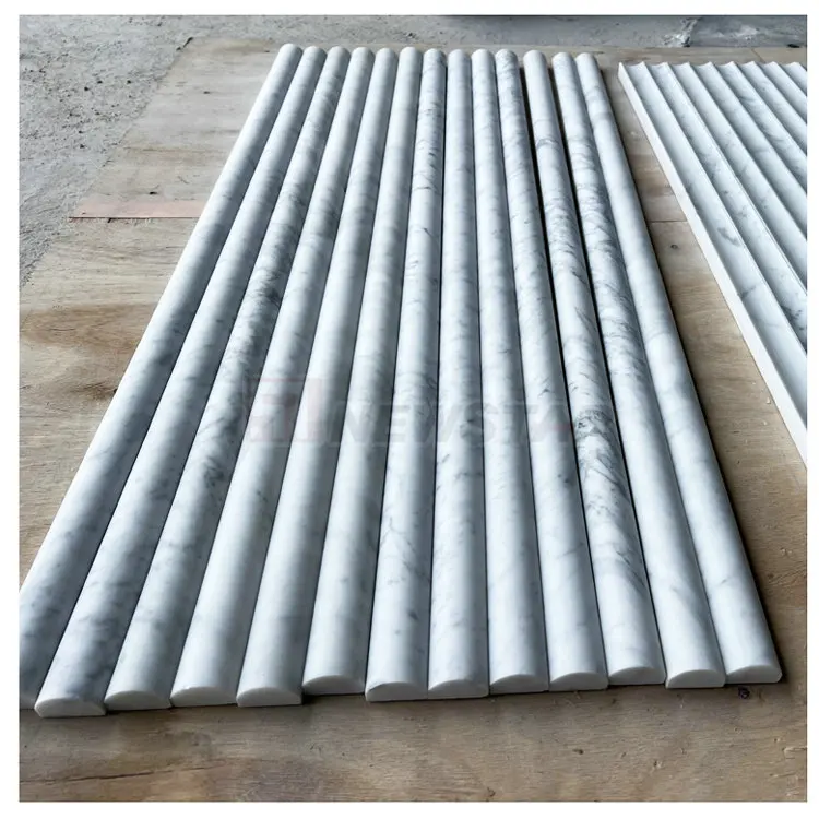 Kitchen Island New Design Ribbed Marble Travertine Cladding