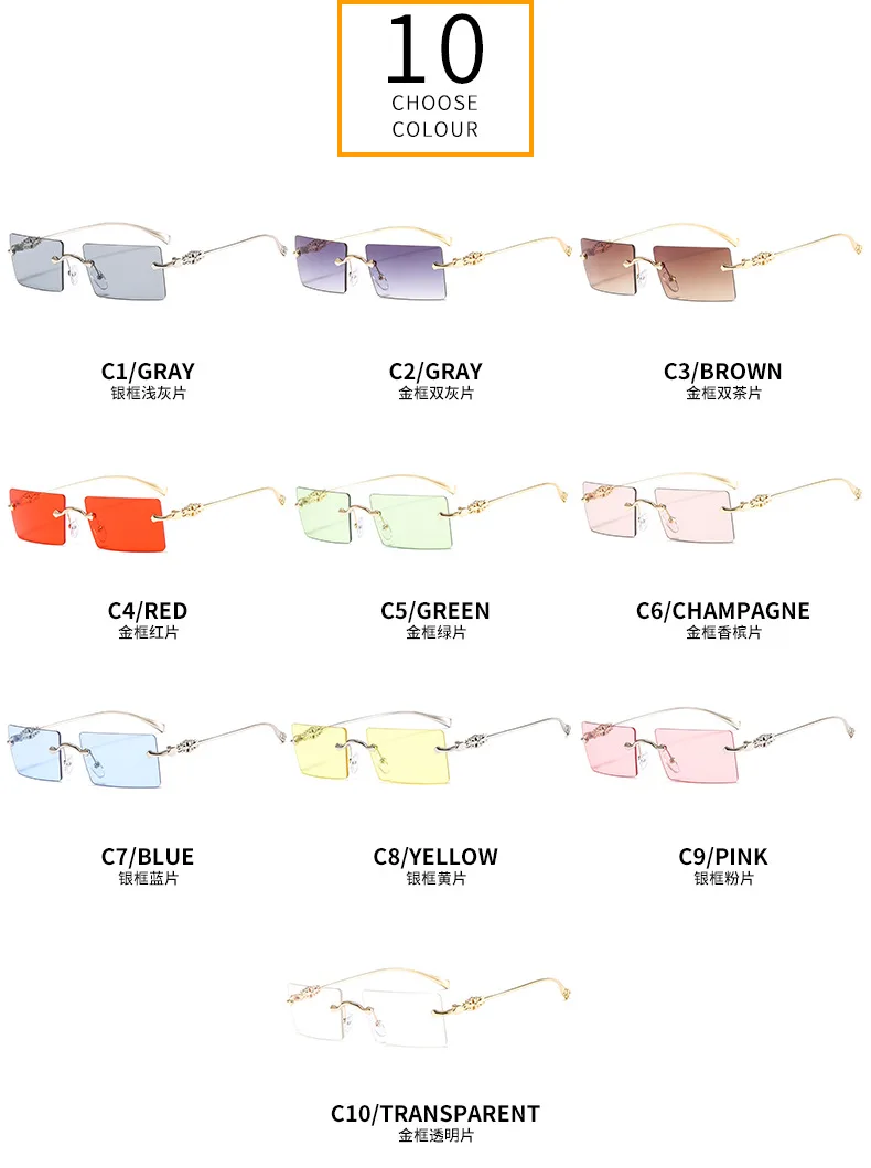 Mejores T805 Small Rectangle Rimless Sunglasses Uv400 Metal Vintage ...