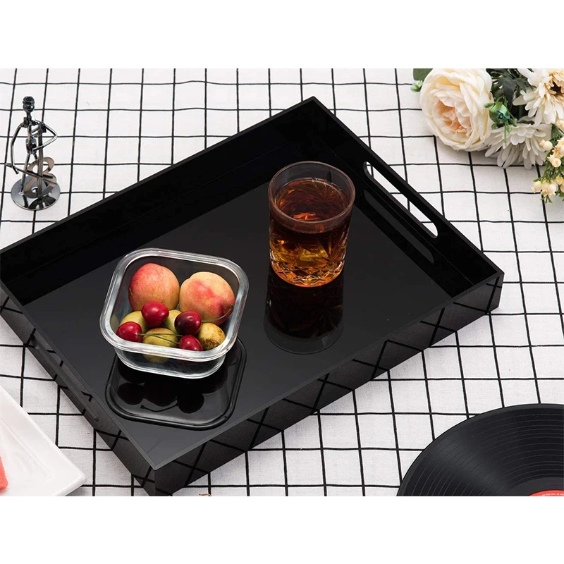 Clear Stacking Acrylic Trays Lucite Tray Serving Tray With Handles ...