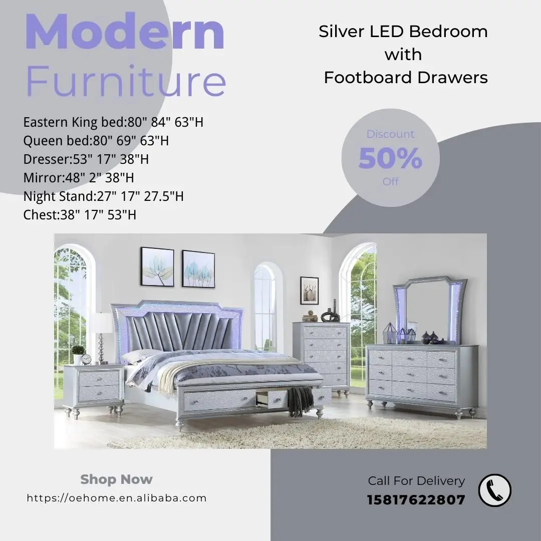 Crushed Diamond Bedroom Set - Stylish & Comfortable