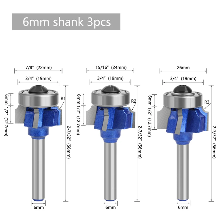 LAVIE 6mm 1/4 Shank High Quality 4 Flutes Router Bit Set Woodworking ...