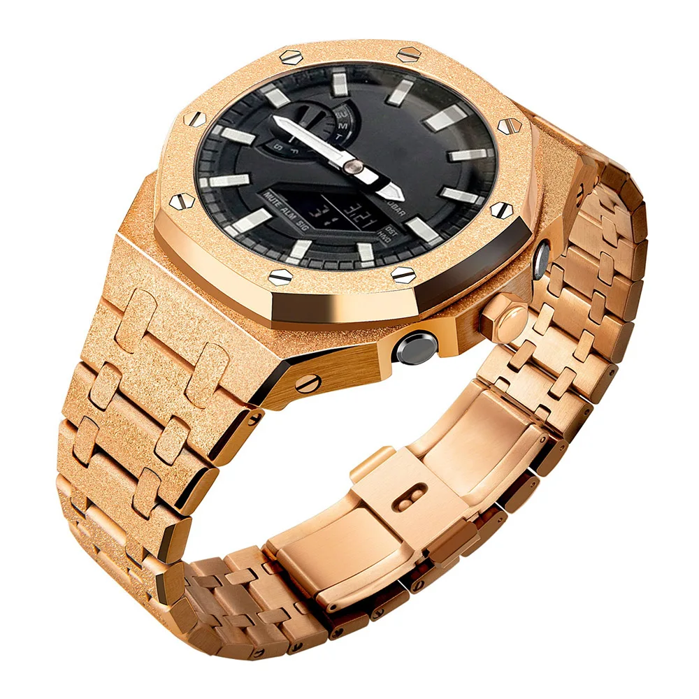 Stainless Steel Bezel Strap Watch Case for Casioak Mod Kit