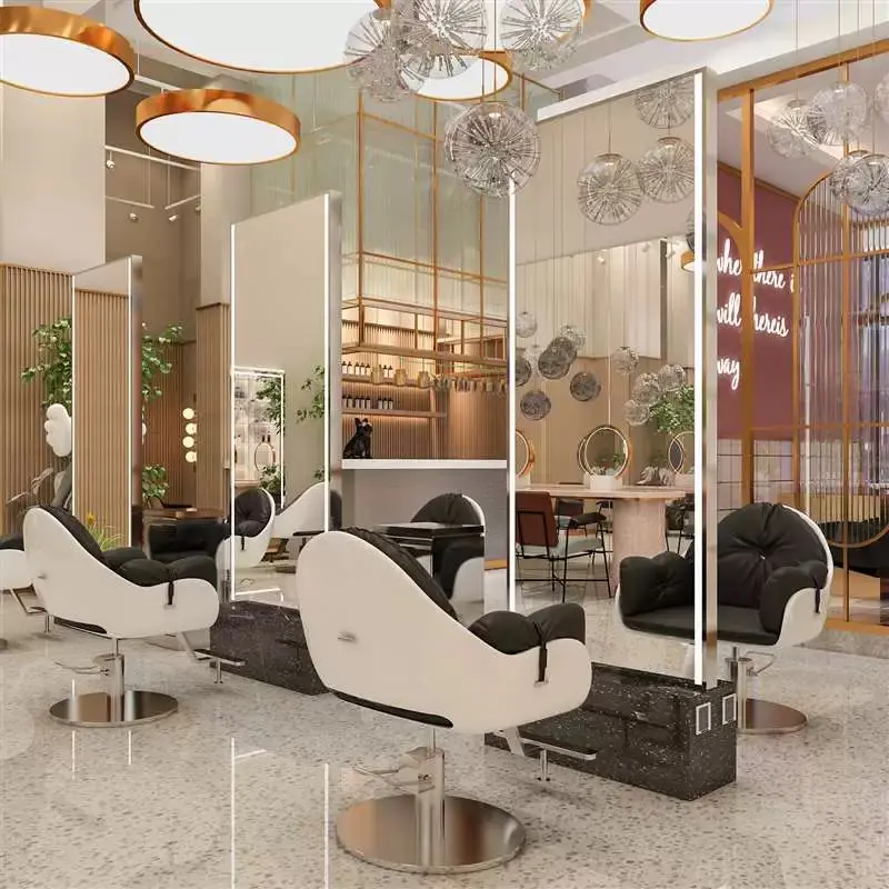 Lighted Makeup Salon Mirror Station Styling Stations Cabinet for Hair ...