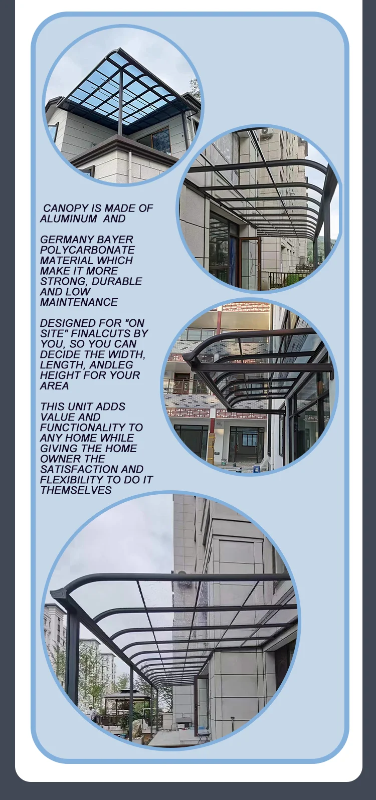 Easy Installation Wind Resistance Polycarbonate Sheets Patio Cover ...