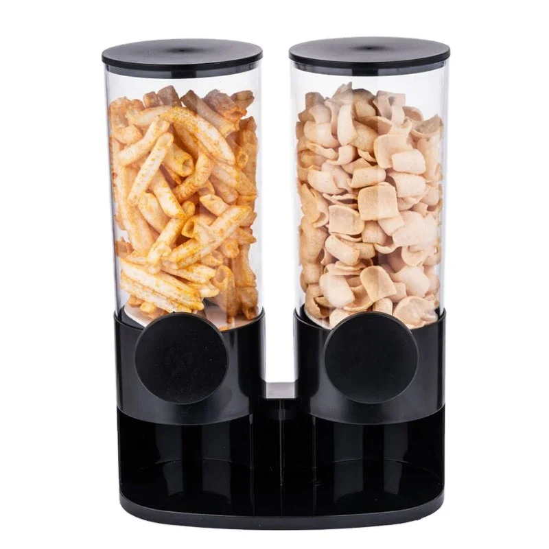 New Plastic Black Cereal Dispenser Double Cereal Dispenser for Oatmeal ...