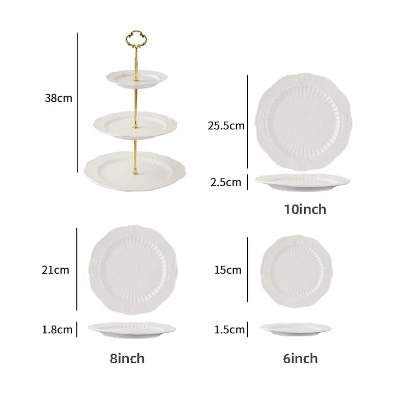 White Embossed Plates Catering Dinner Dishes High Quality Plates ...