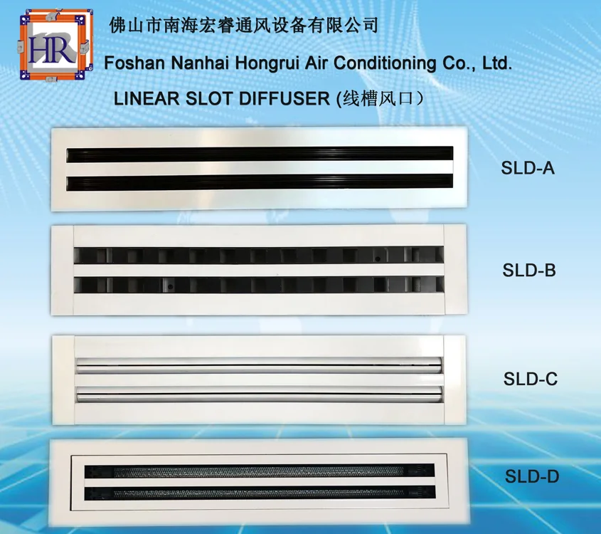 3 Way Square Ceiling Diffuser / Aluminum Linear Slot Air Diffuser Hvac ...