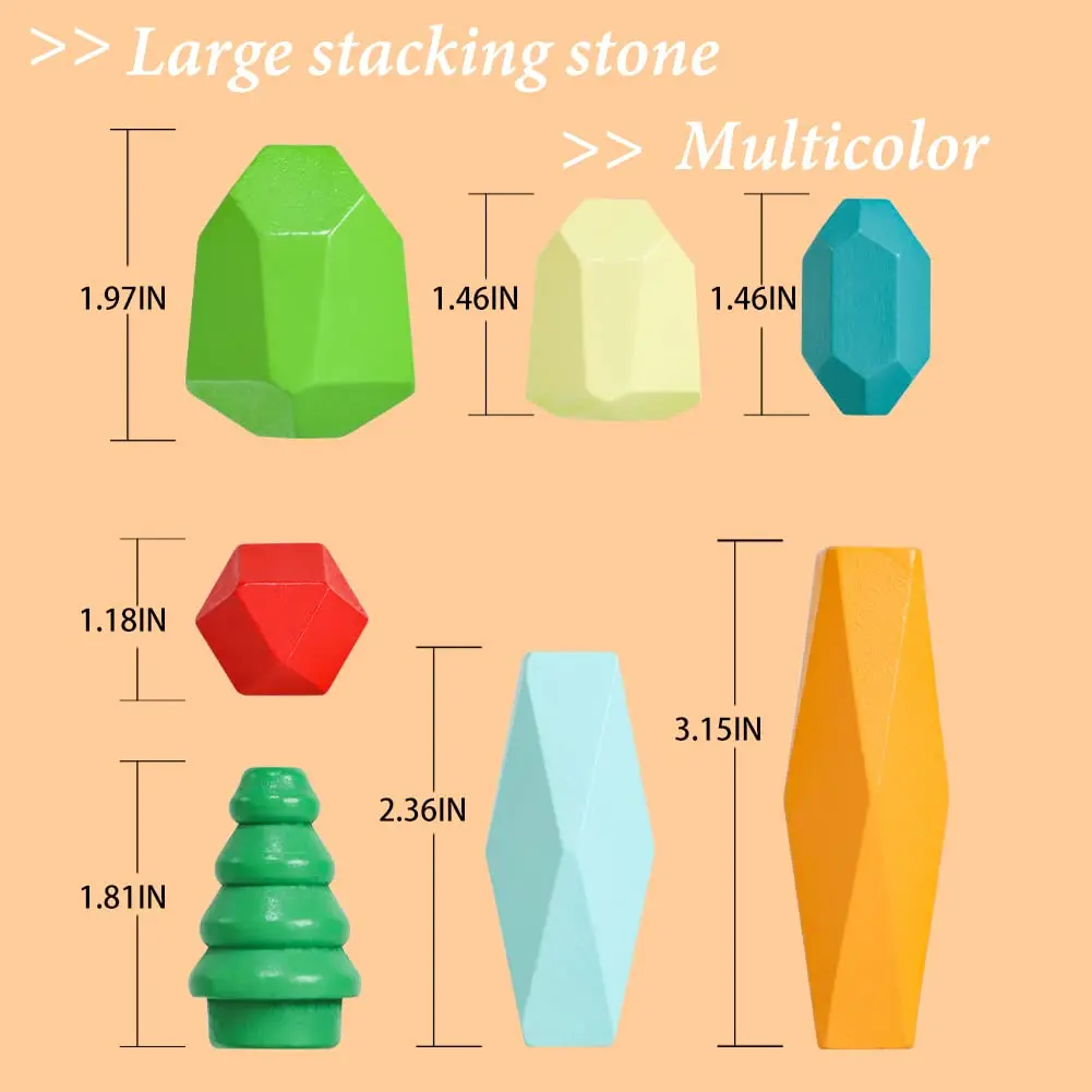 Cpc 38pcs Wooden Stacking Building Blocks Montessori Preschool ...