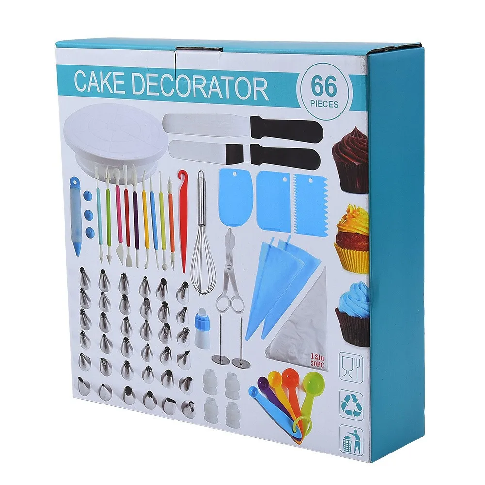 66pcs Cake Decoration Tools With A Base Cake Turntable,Icing Tips ...