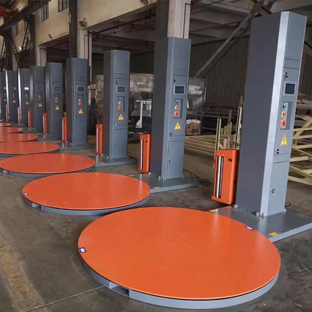 Semi Automatic Pallet Stretch Wrapping Machine With Top Press Plate ...