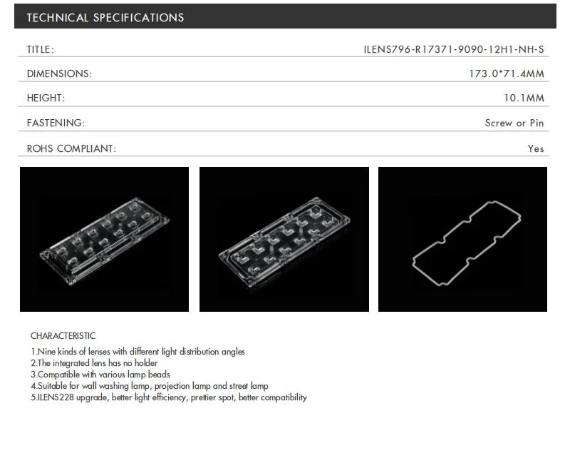 ILENSTECH 90x90 Degree LED Lens for LED Lighting - 2x6 Optics