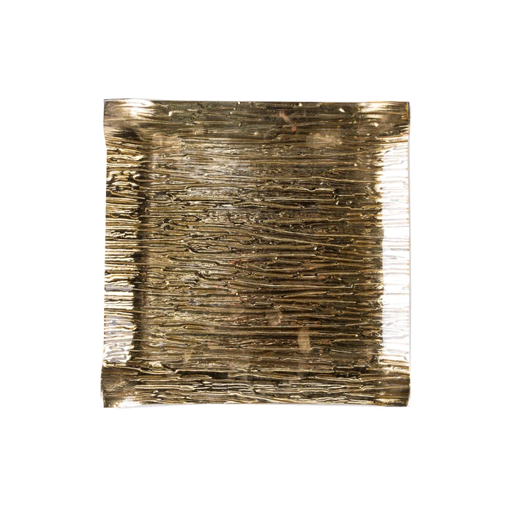 Square Pattern Glass Plates - Gold Charger Plates