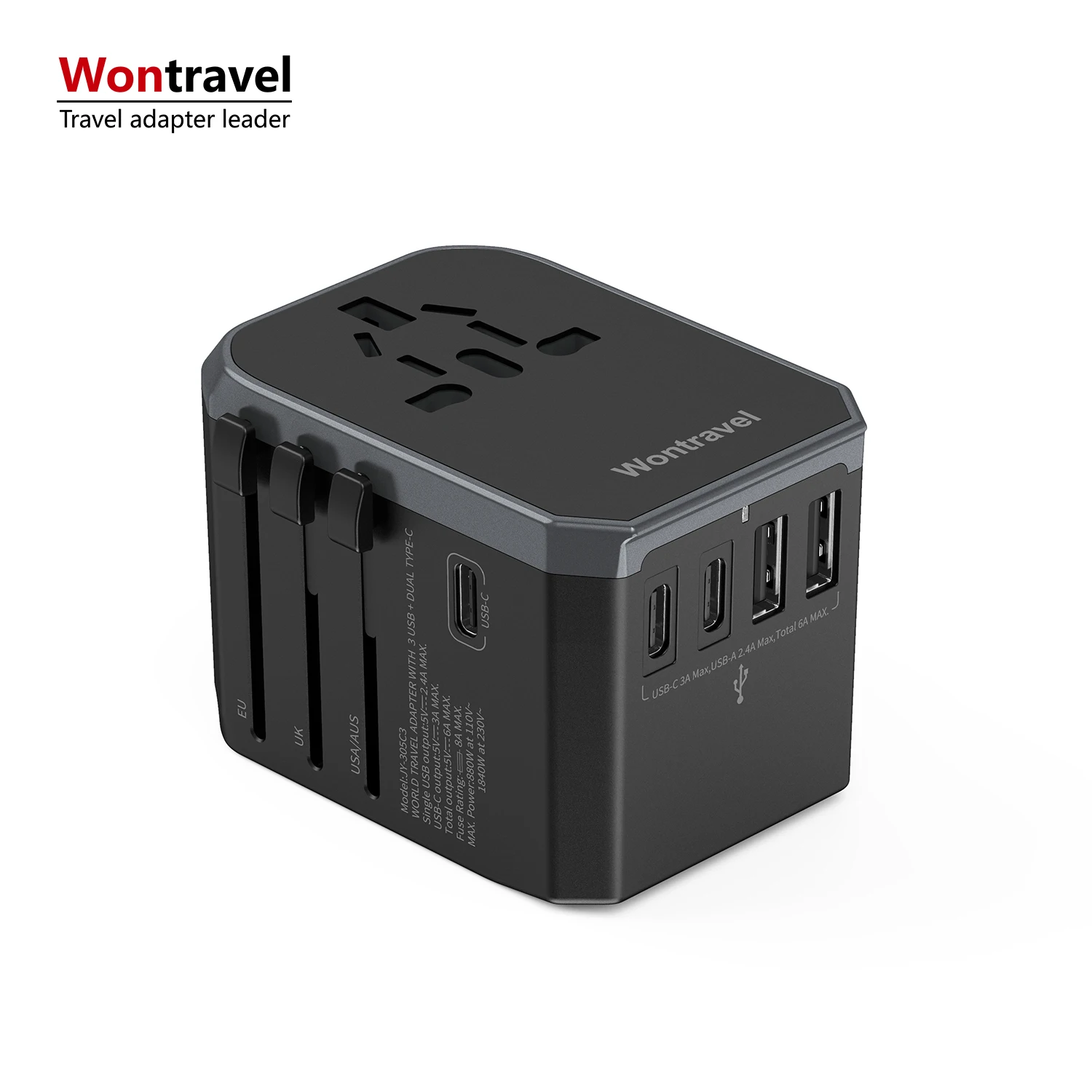Wontravel 2 Usb 3 Type C Electric Plug Power Socket Universal Usb Power ...