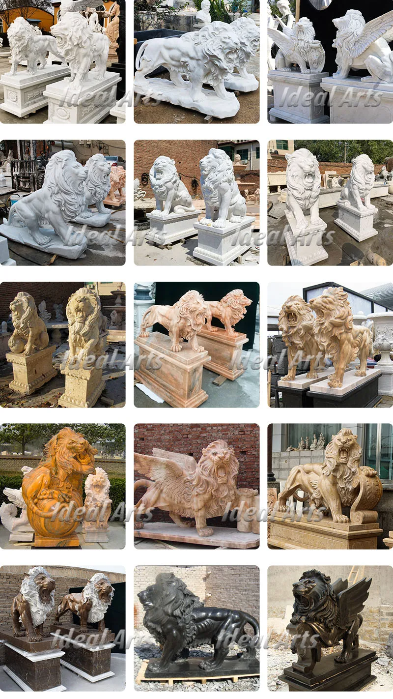 Large Outdoor Front Door Marble Stone Sit lion Statue Sculpture ...