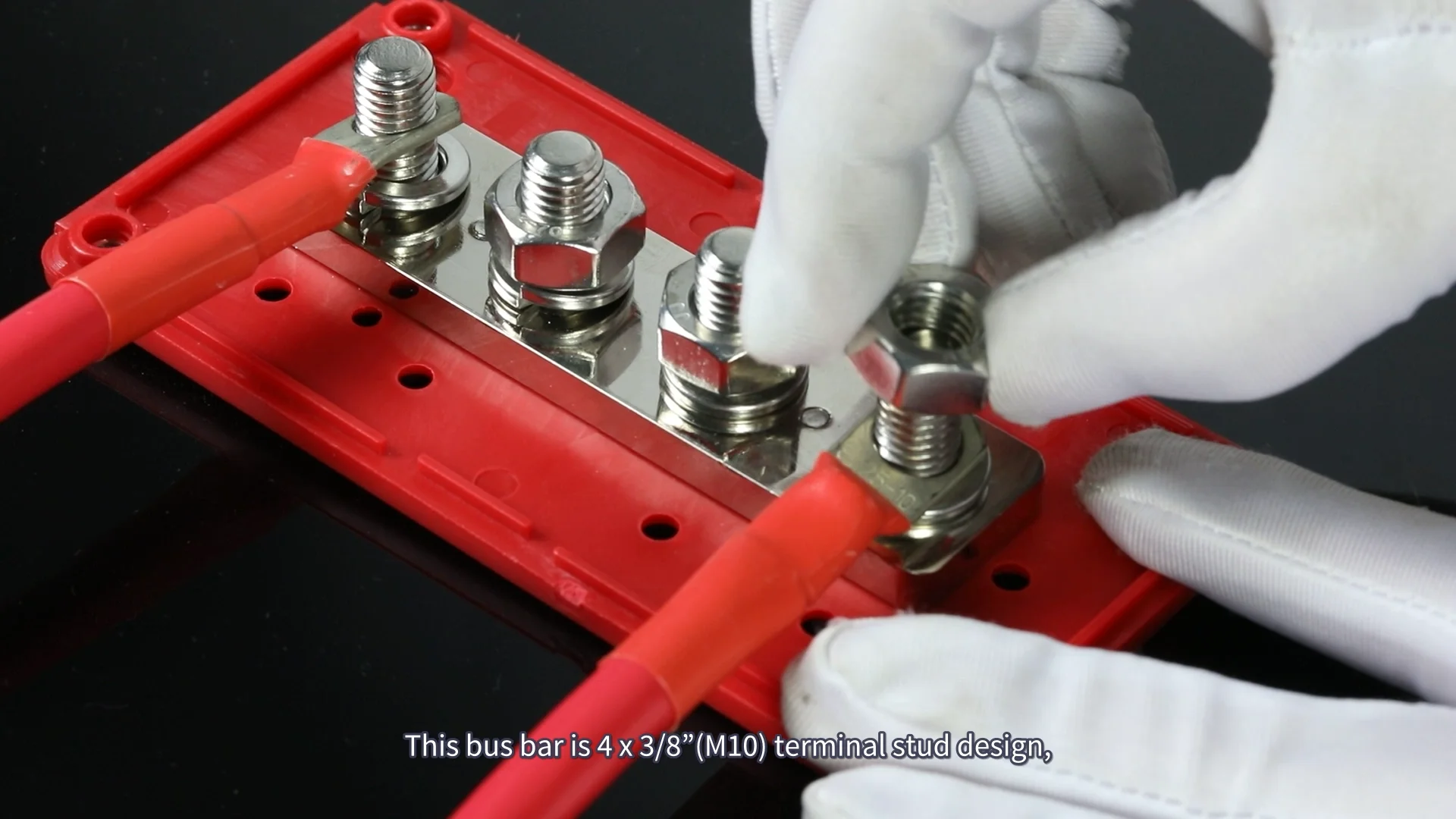 Heavy Duty 300a 4 Stud M10 Black/ Red Distribution Line Connector Terminal Block Bus Bar With ...