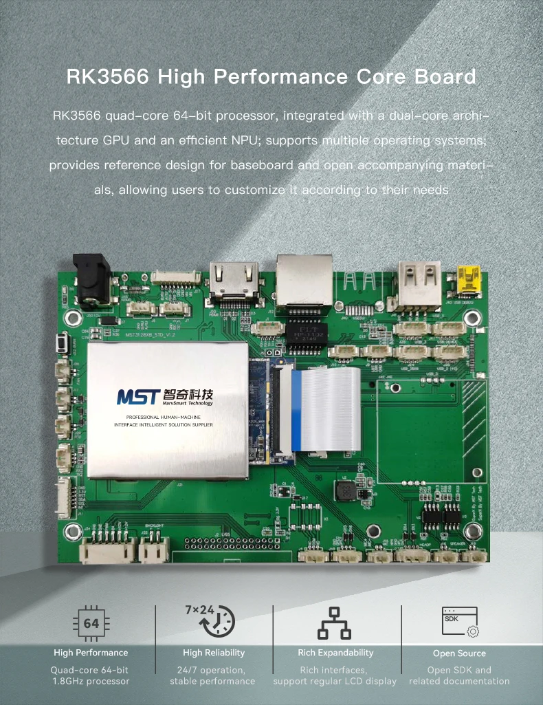 Rockchip RK3566 Quad Core LVDS EDP HD-MI Android 11 Motherboard