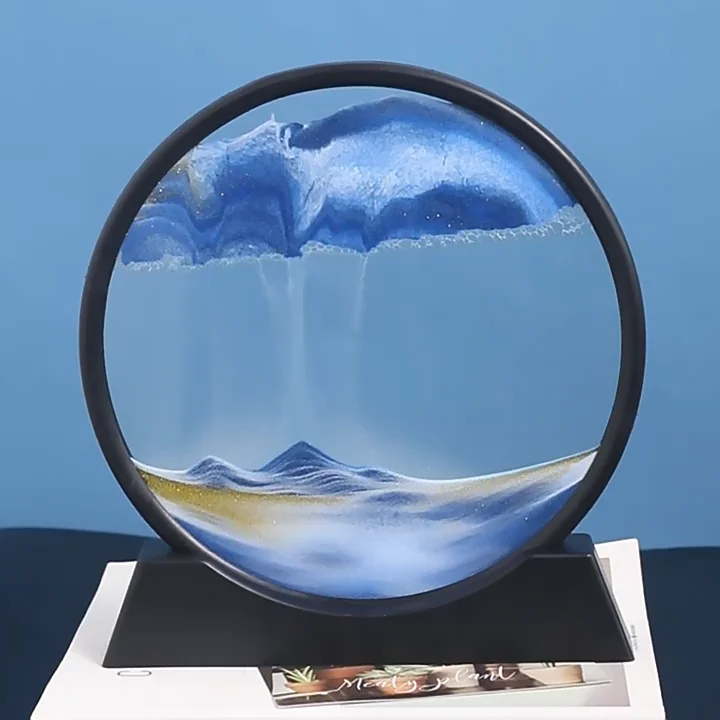 3d Moving Sand Art Frame Round Glasses Deep Sea Sandscape In Motion ...