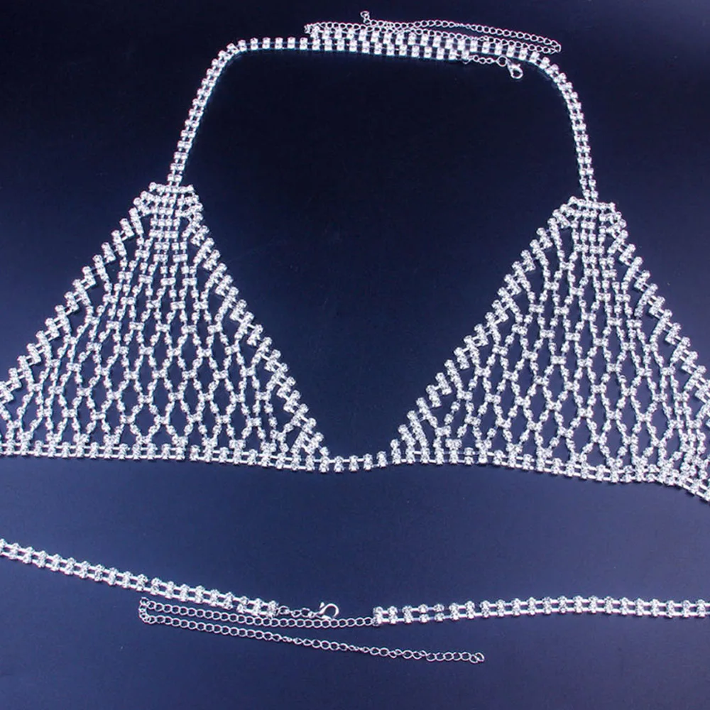 Hot Selling Rhinestone Bra Body Chain Jewelry Party Sparkly Mesh ...