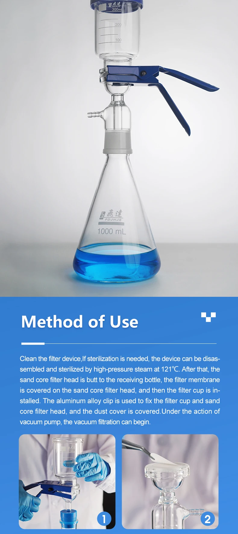 Laboratory Vacuum Filtration Hplc Mobile Phase All Glass Holder Unit ...