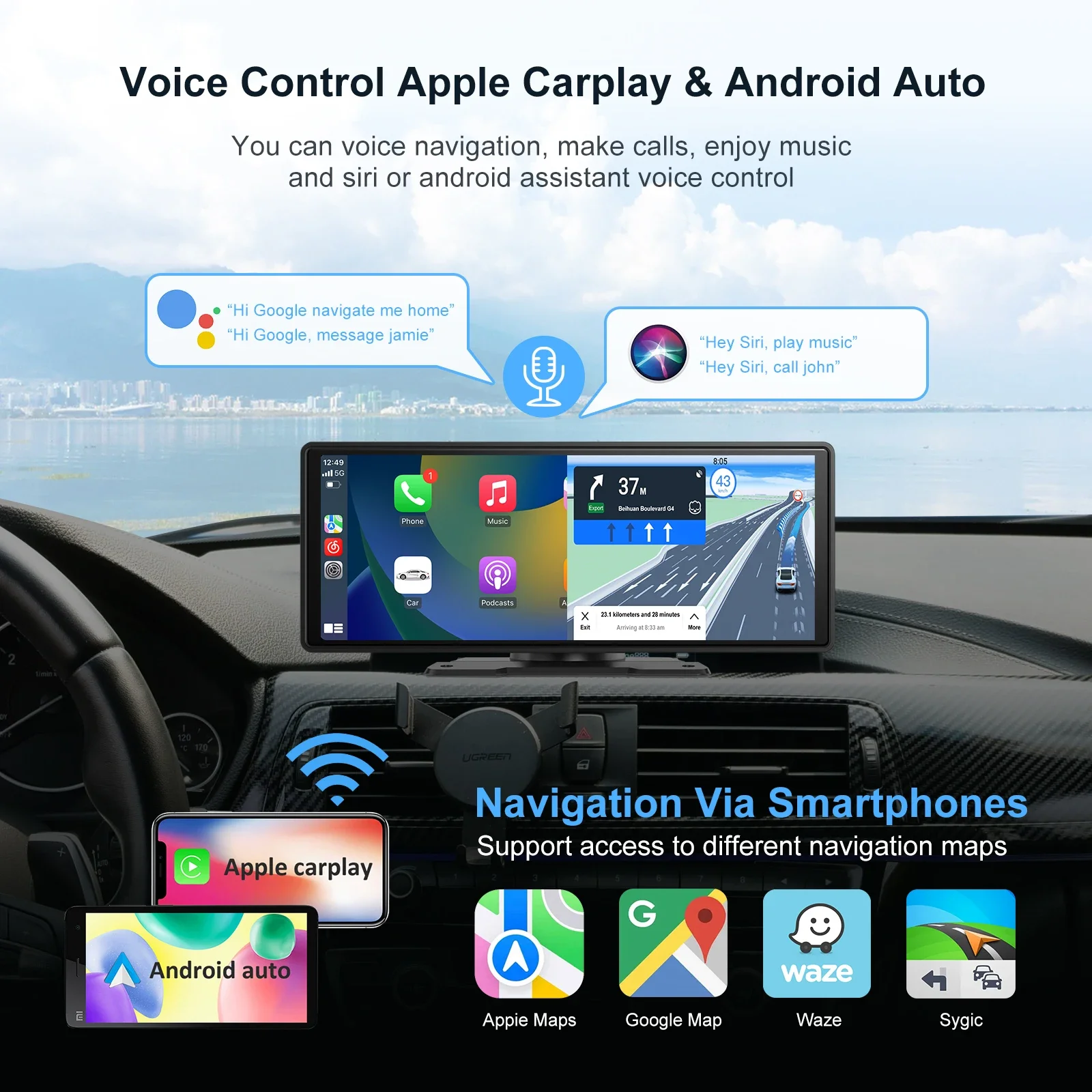 10 Inch Car CarPlay Android Auto Car Radio Multimedia Video Player IPS ...