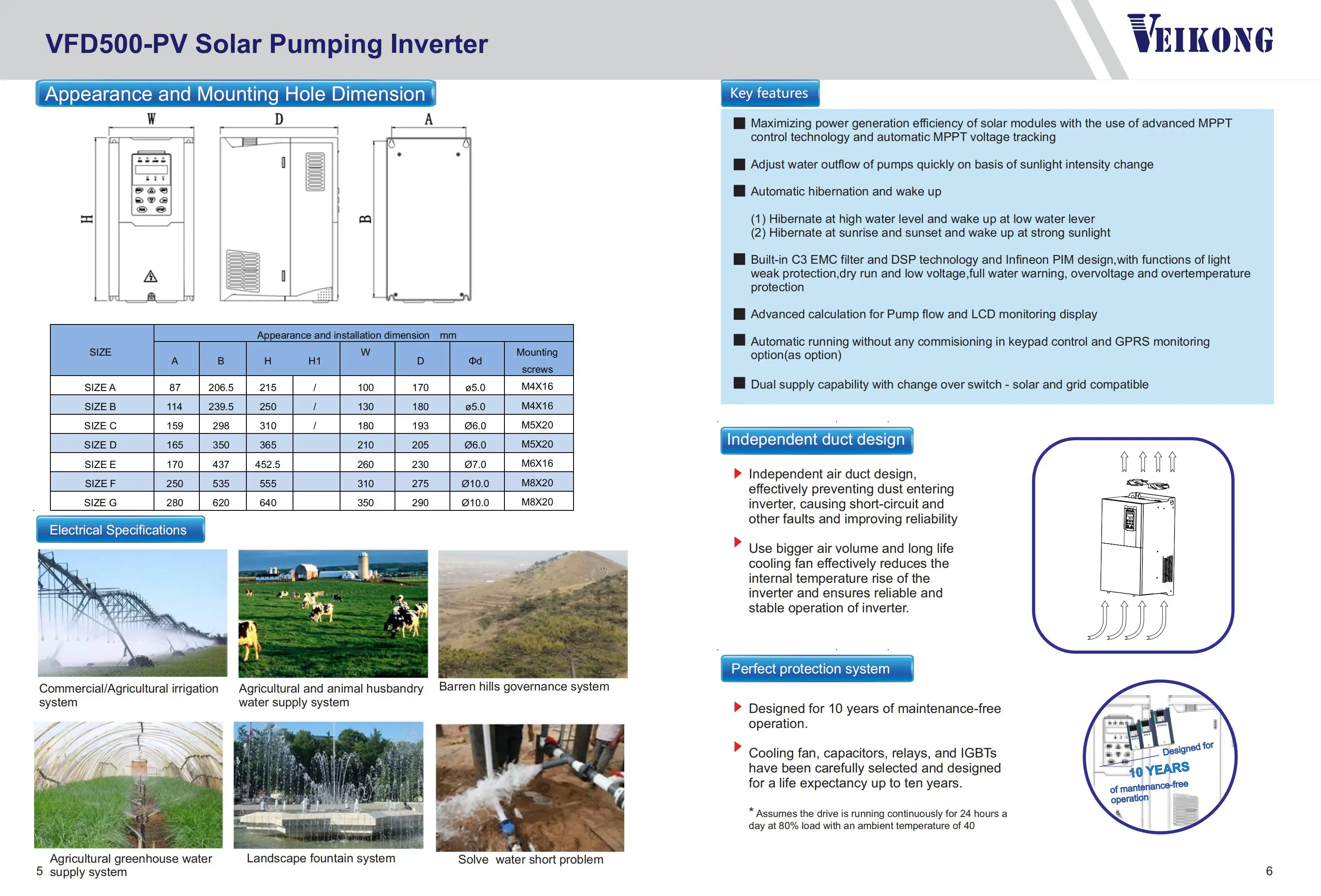 Yüksek verimlilik VEIKONG güneş su pompası VFD MPPT GPRS reaktör ...
