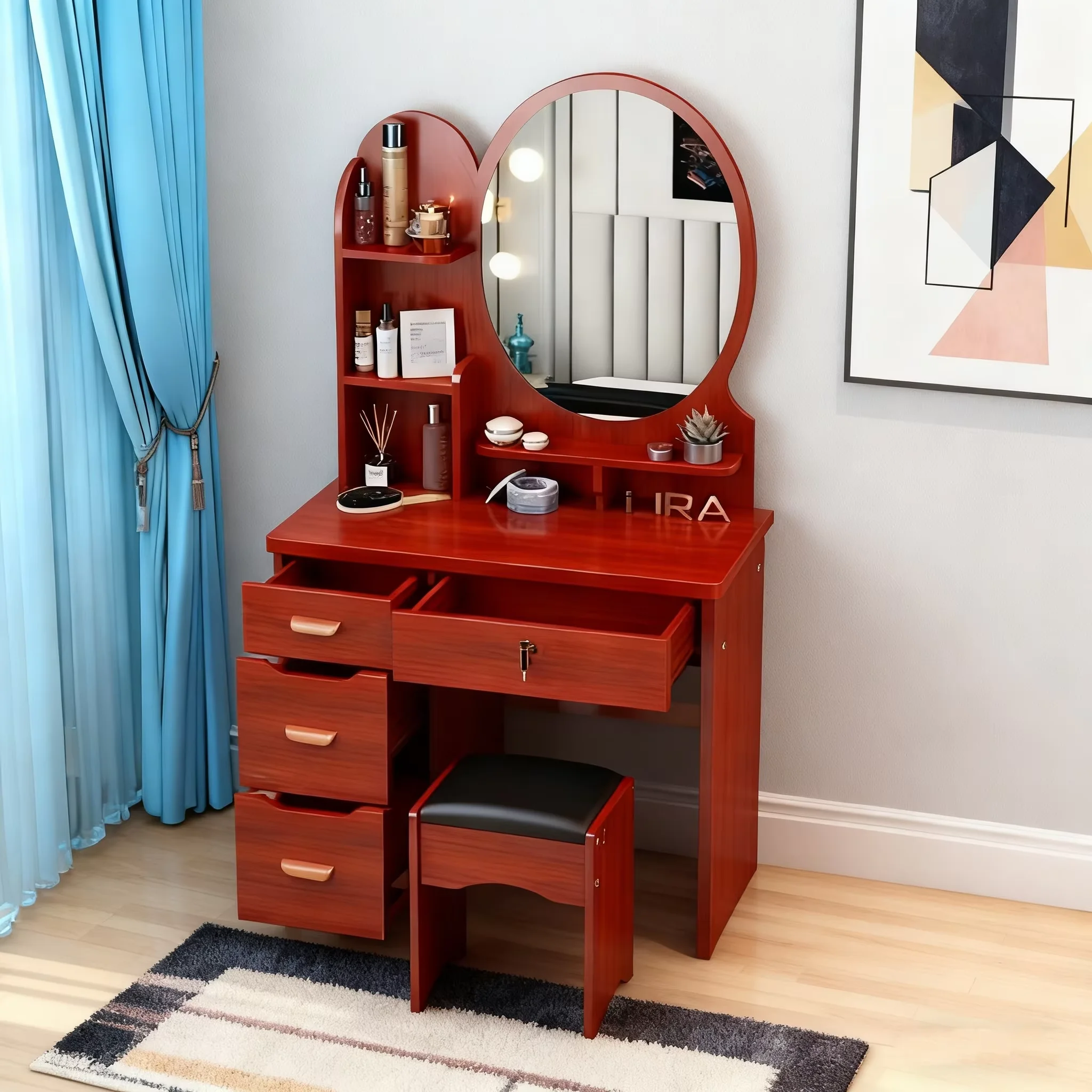 Bedside Vanity Table for Master and Secondary Bedroom with Cabinets ...