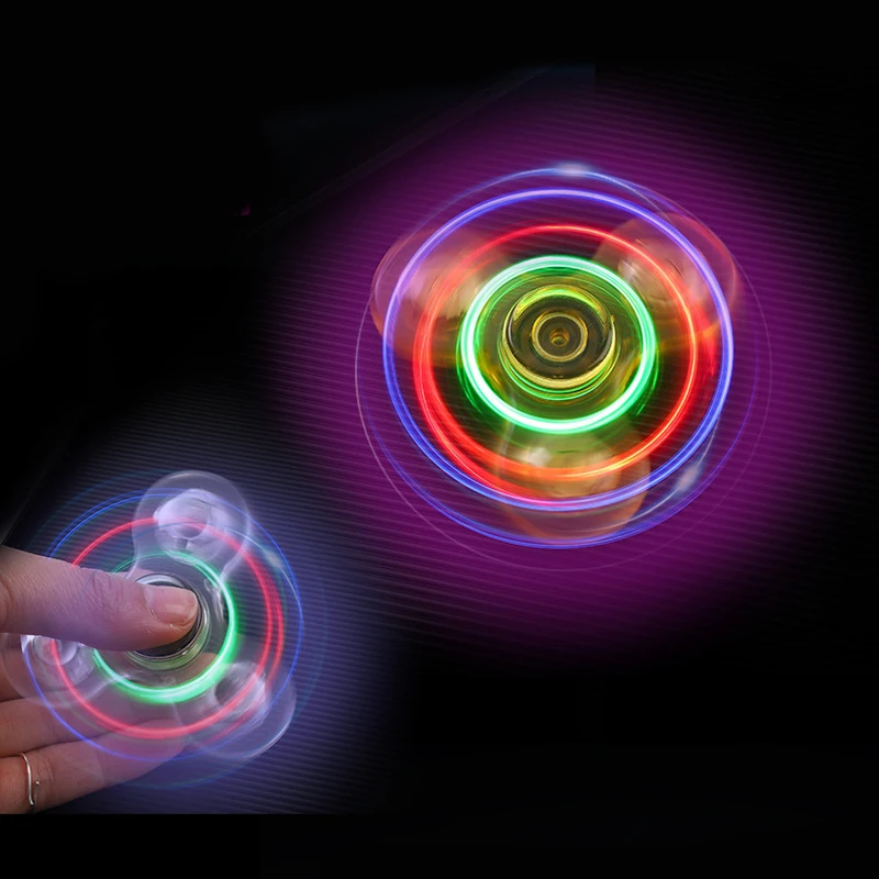 Wholesale Crystal Hand Finger Fidget LED Light Spinner Toy for Kids