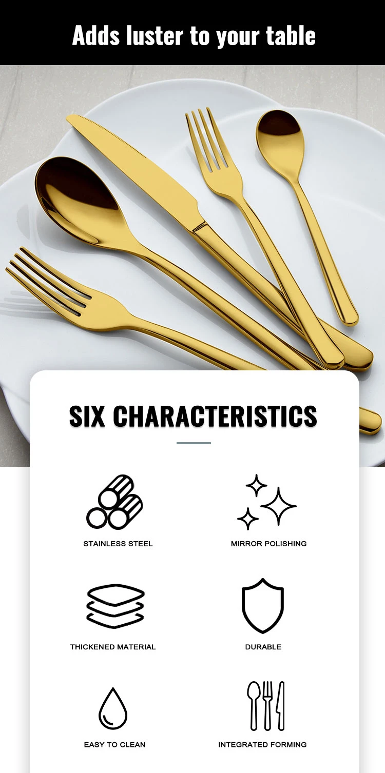 Wholesale Luxury Golden Knife Spoon Teaspoon Fork Set