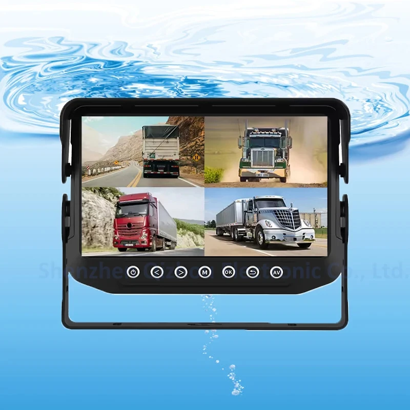 7Inch Four Split Screen View Blind Zone Display Waterproof Monitor With ...