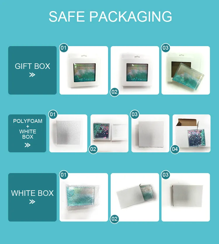 Clear Plastic Stand Picture Frame 2.1*3.4 Glitter Water Frame Box For ...