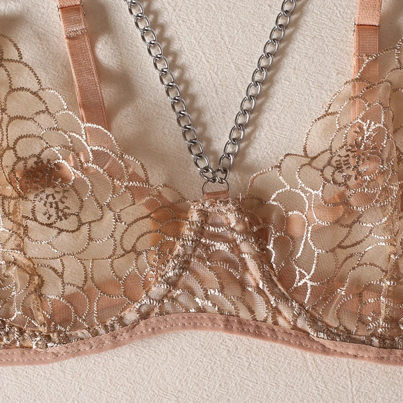 High Quality Women Lace Lingerie Sheer Bra And Hollow Out Lace Panties