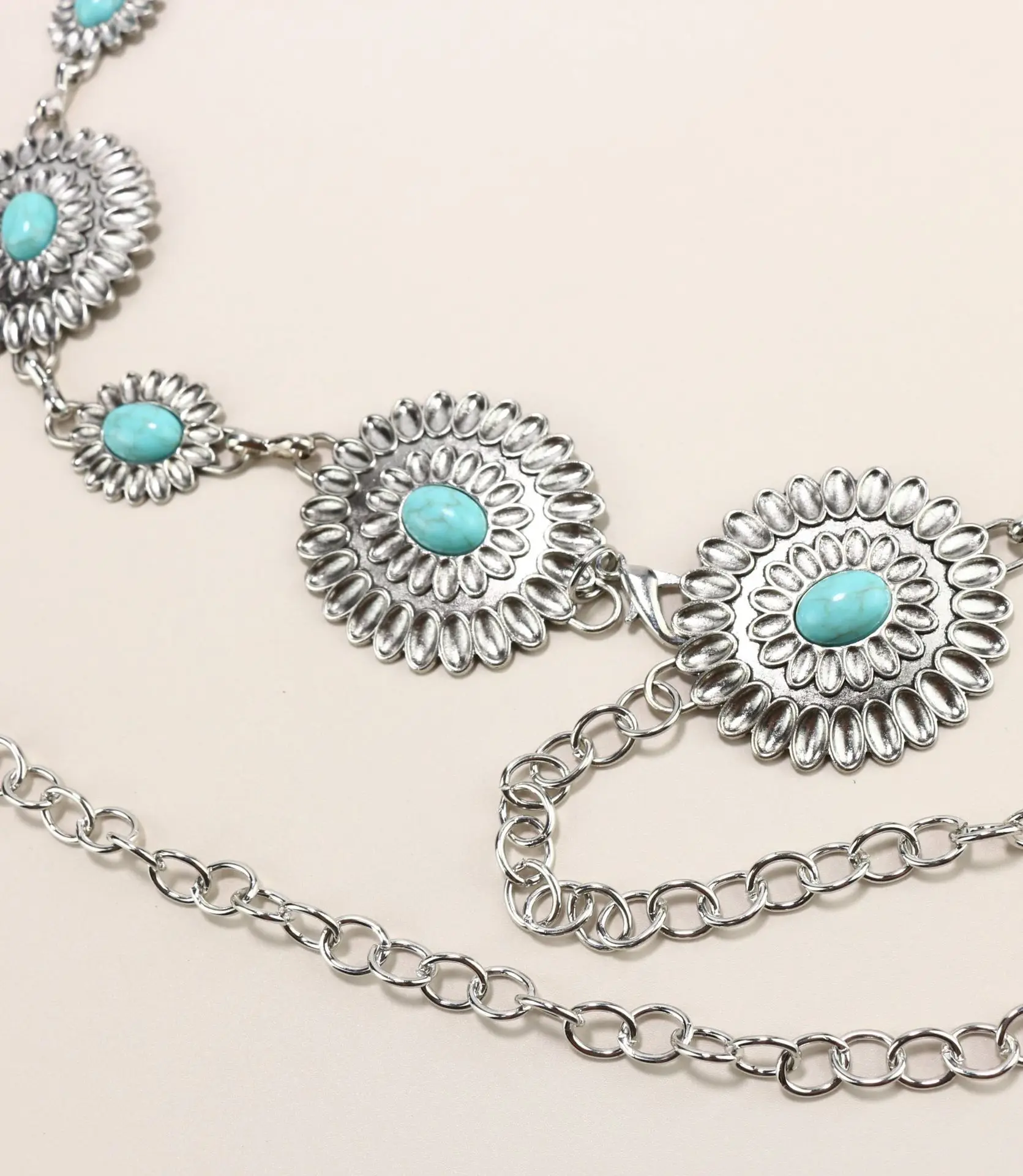 Jbjj Women Western Oval Concho Chain Belt Adjustable Turquoise Metal ...