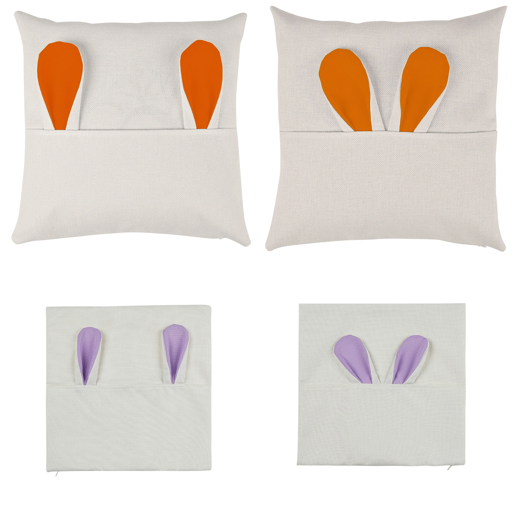 Easter Rabbit Ears Pocket Sublimation Cartoon Custom Cotton Linen ...