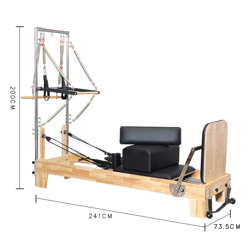 Wood Pilates Reformer Cushioned Core With Half Trapeze Tower