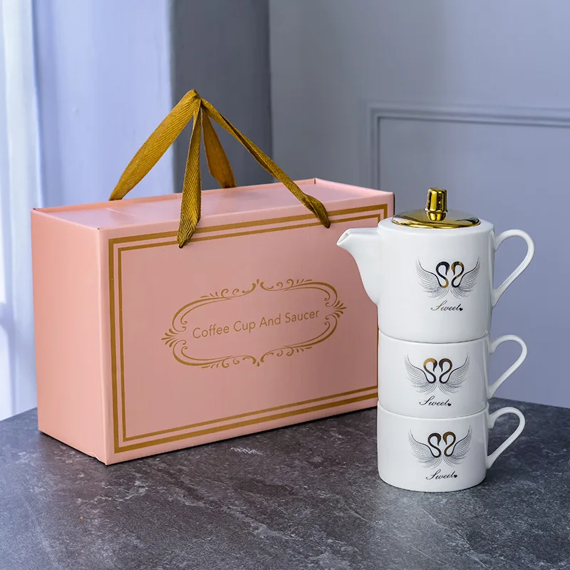 Modern Simple Tea Set Gift 3-piece Set with Gift Box Ceramic Tea Cup ...