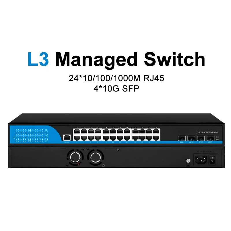 24 Ports Gigabit POE L3 Managed Switch - Ethernet Management